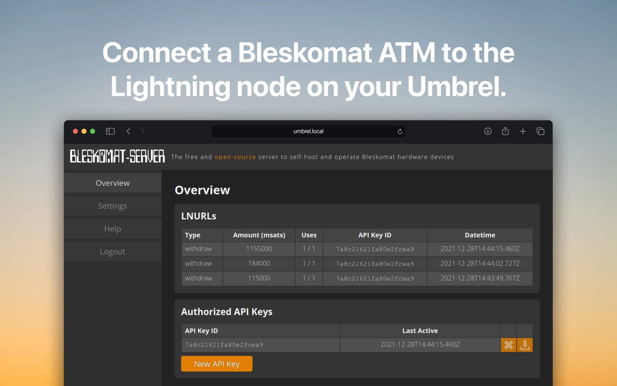 Bleskomat Server | Umbrel App Store