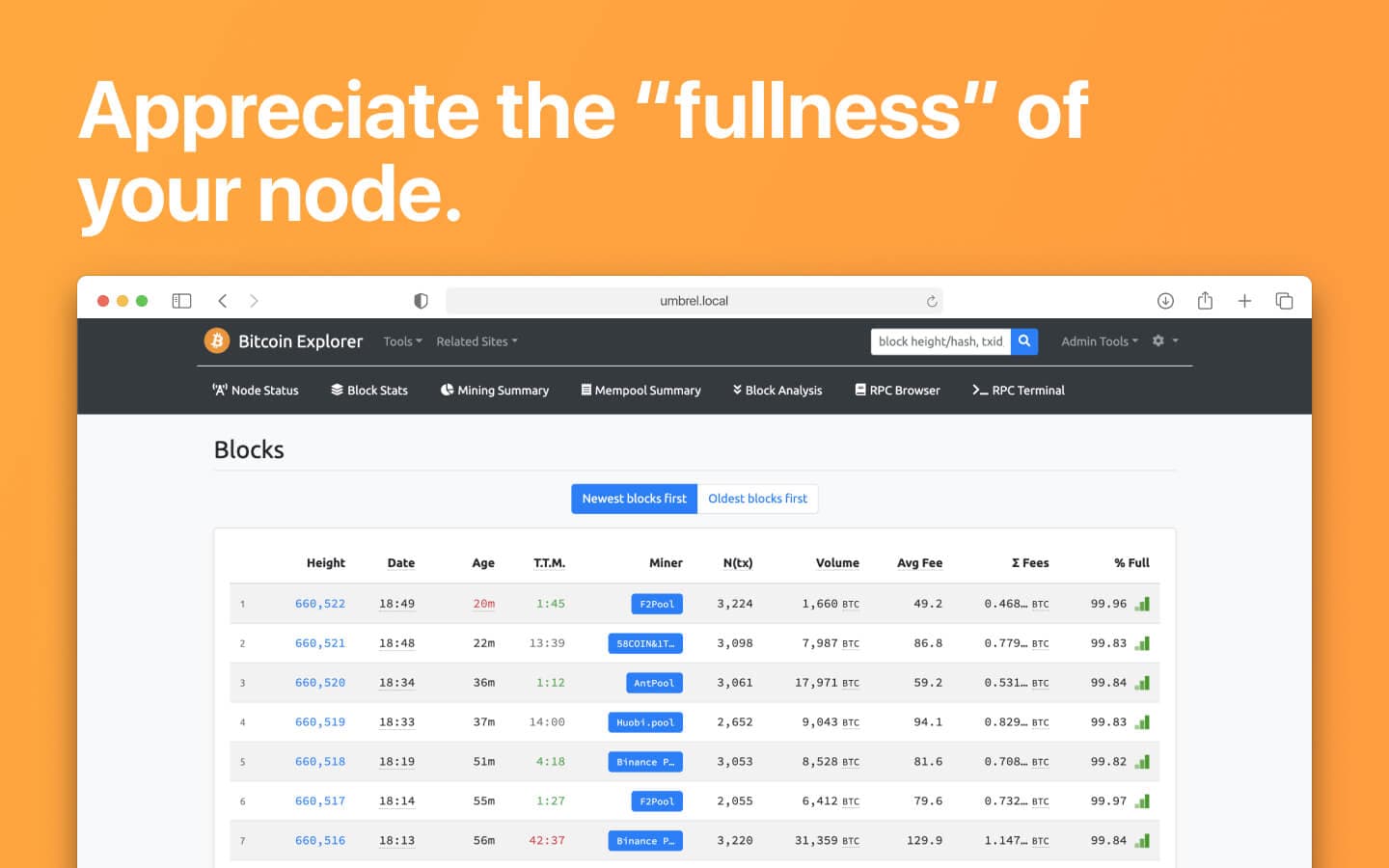 BTC RPC Explorer | Umbrel App Store
