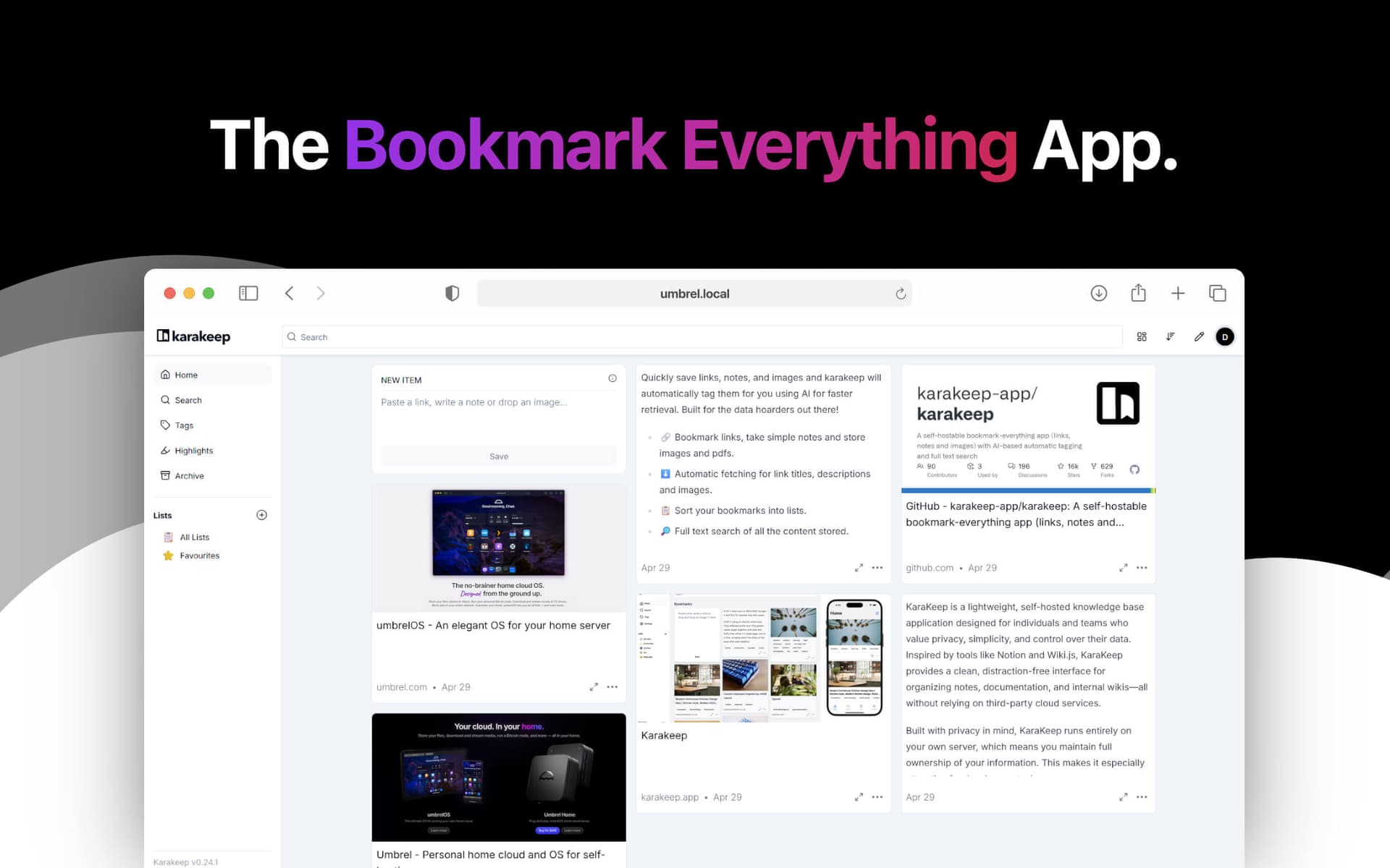 Karakeep | Umbrel App Store