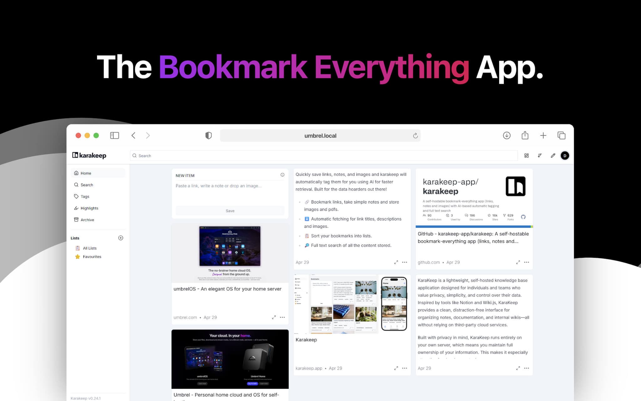 Karakeep | Umbrel App Store