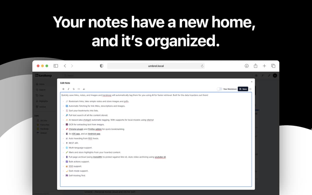 Karakeep | Umbrel App Store