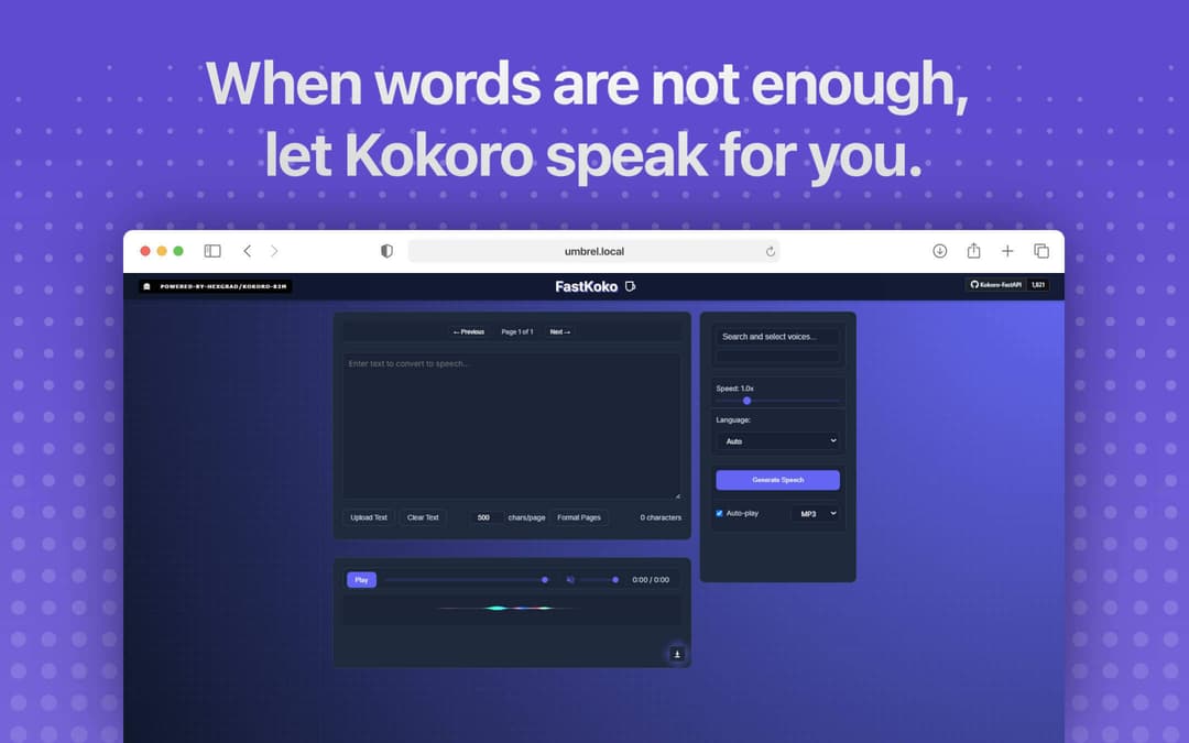 Kokoro | Umbrel App Store