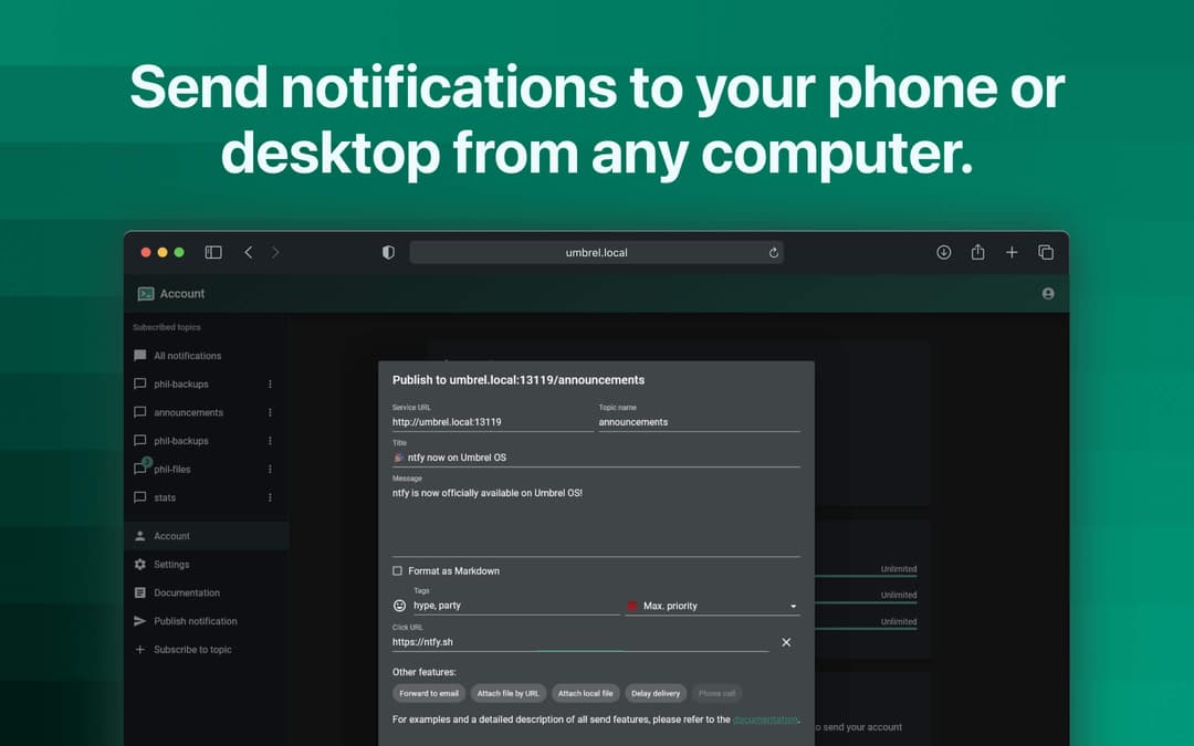 ntfy | Umbrel App Store