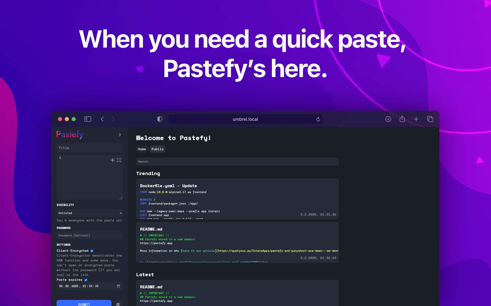 Pastefy | Umbrel App Store