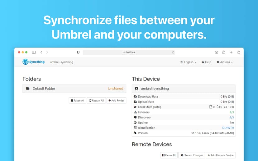 Syncthing | Umbrel App Store