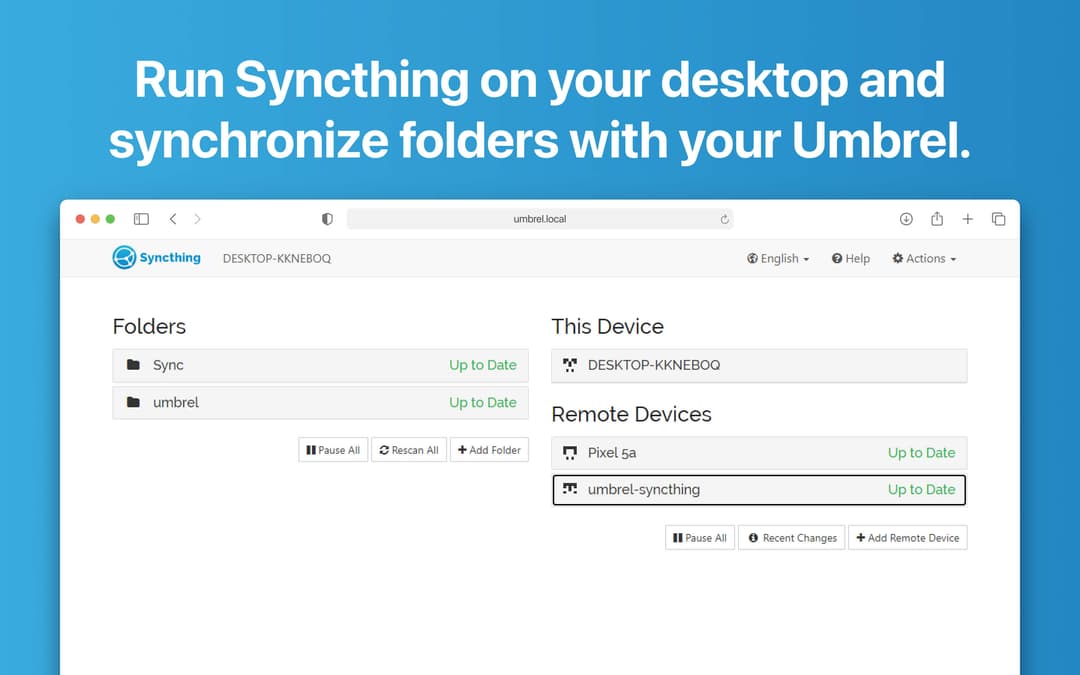 Syncthing | Umbrel App Store