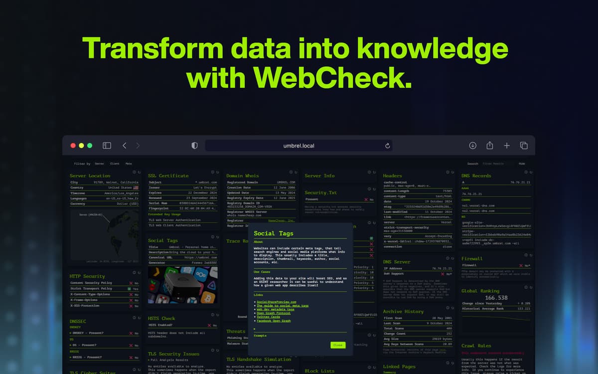 WebCheck | Umbrel App Store