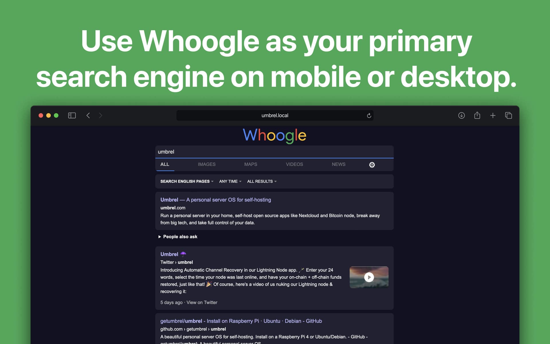 Whoogle Search | Umbrel App Store